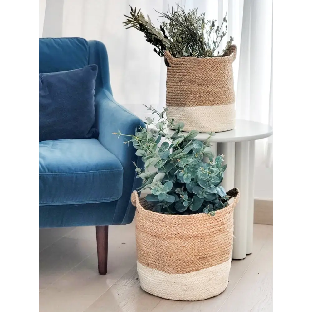 Kata Color Block Basket Eco Friendly Hand-Braided Jute – EcofiedHome